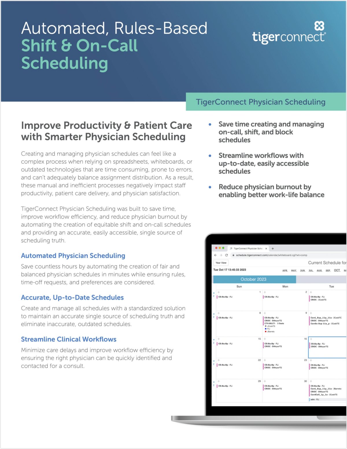 Physician Scheduling Software for Healthcare & Hospitals | TigerConnect