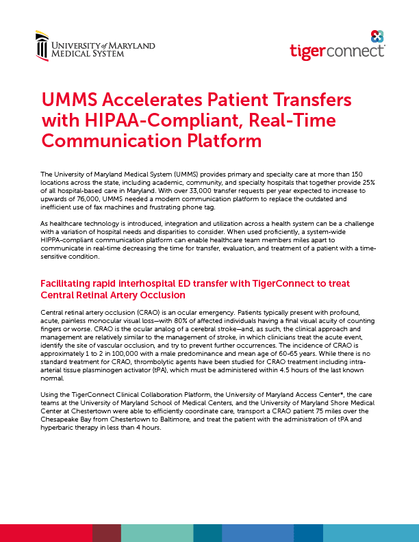 University of Maryland Medical System | Case Study | TigerConnect