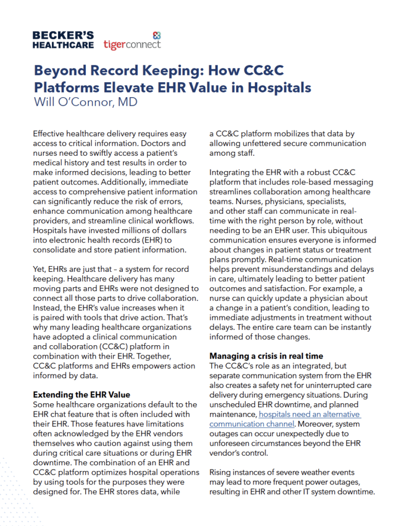 How CC&C Platforms Elevate EHR Value in Hospitals | Article